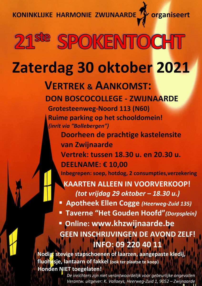 Koninklijke Harmonie Zwijnaarde: Nieuws - Spokentocht 2021